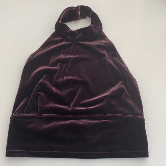 bebe | Tops | Velour Bebe Halter Top | Poshmark